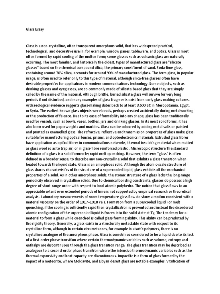 Glass Essay | PDF | Glasses | Materials Science