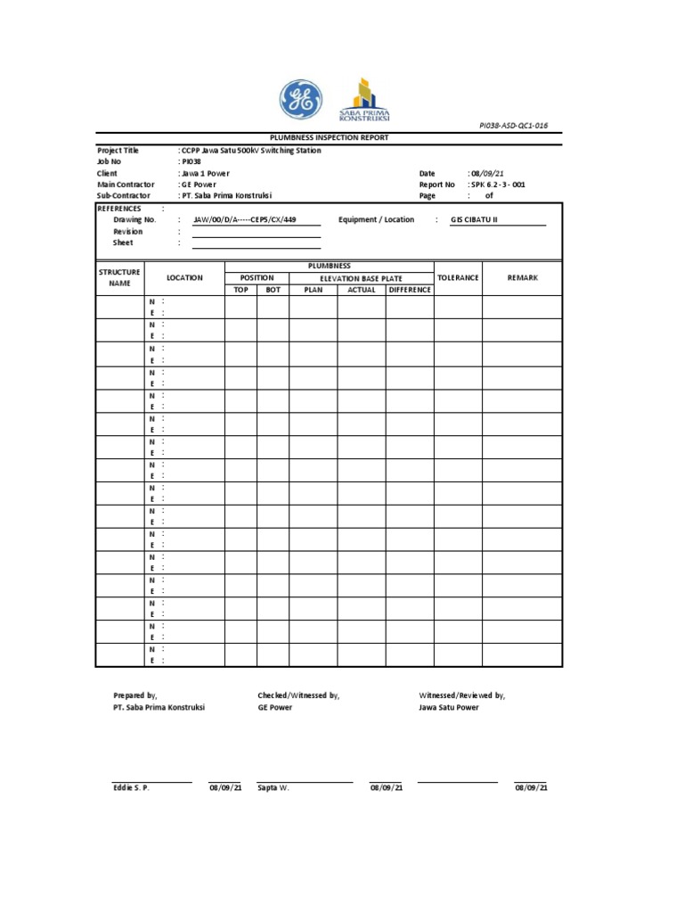 Plumbing Inspection Report Pdf