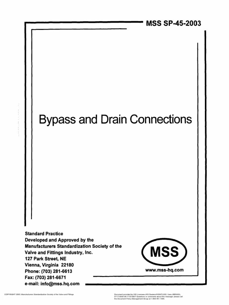 MSS SP-45 | PDF | Pipe (Fluid Conveyance) | Valve