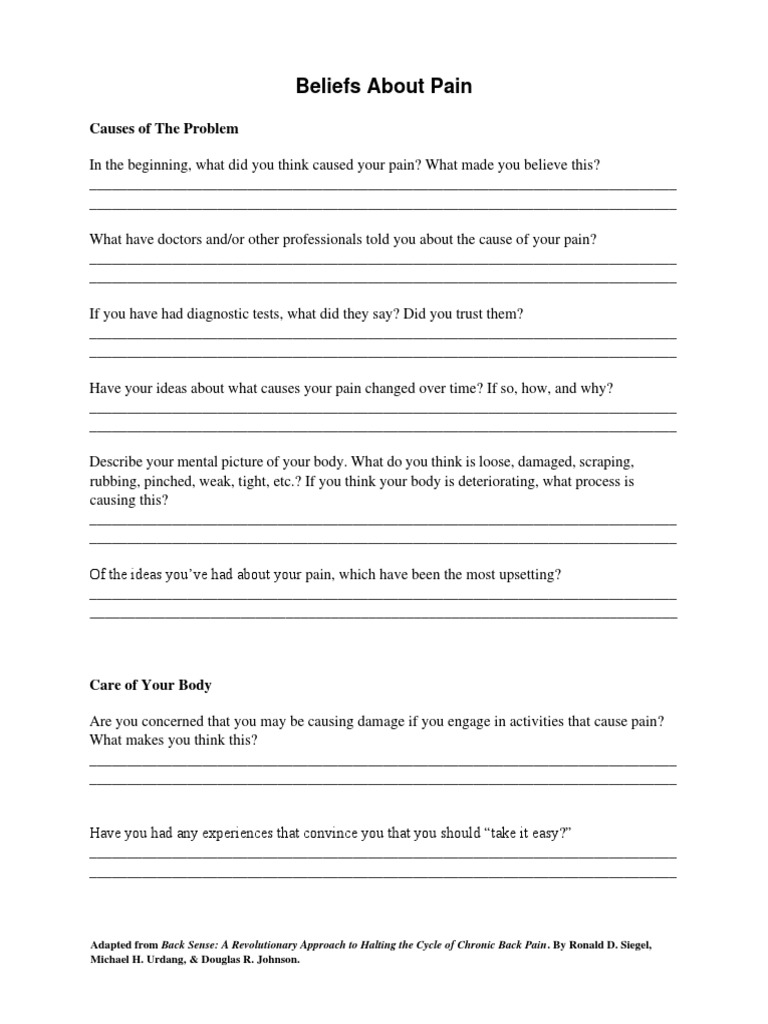 Healing Through Mindfulness Charts Exercises | PDF | Pain | Feeling