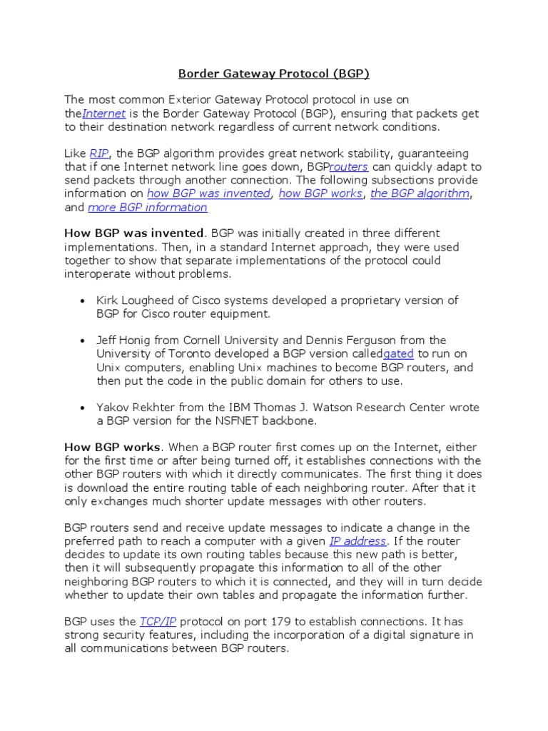 Border Gateway Protocol Pdf Routing Router Computing