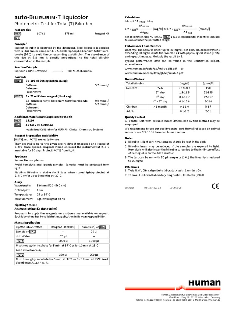 auto-BILIRUBIN-T Liquicolor | PDF | Physical Sciences | Chemistry