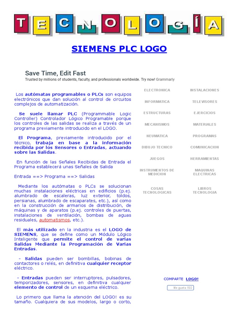 PLC LOGO de Siemens Teoria y Practicas | PDF | Puerta lógica ...