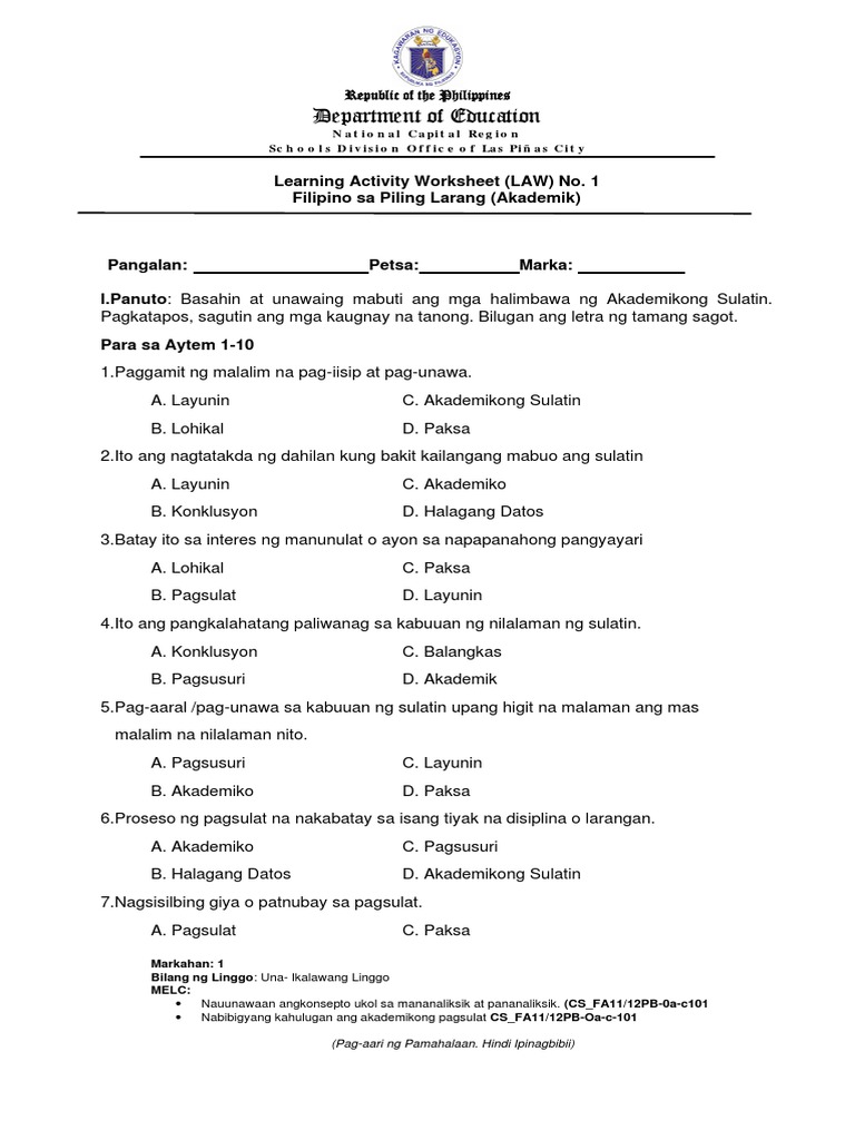 Fil12 Akademik - LAW 1 1 | PDF