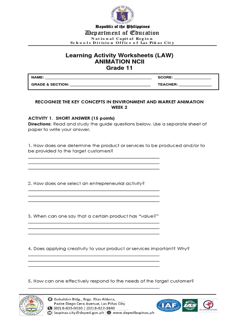 Quarter 1 Week 2 Worksheets | PDF | Marketing | Communication