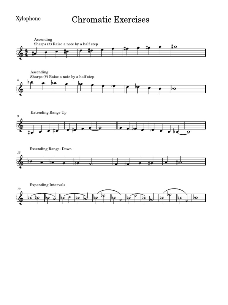 Chromatic Scale Exercises-Xylophone | PDF