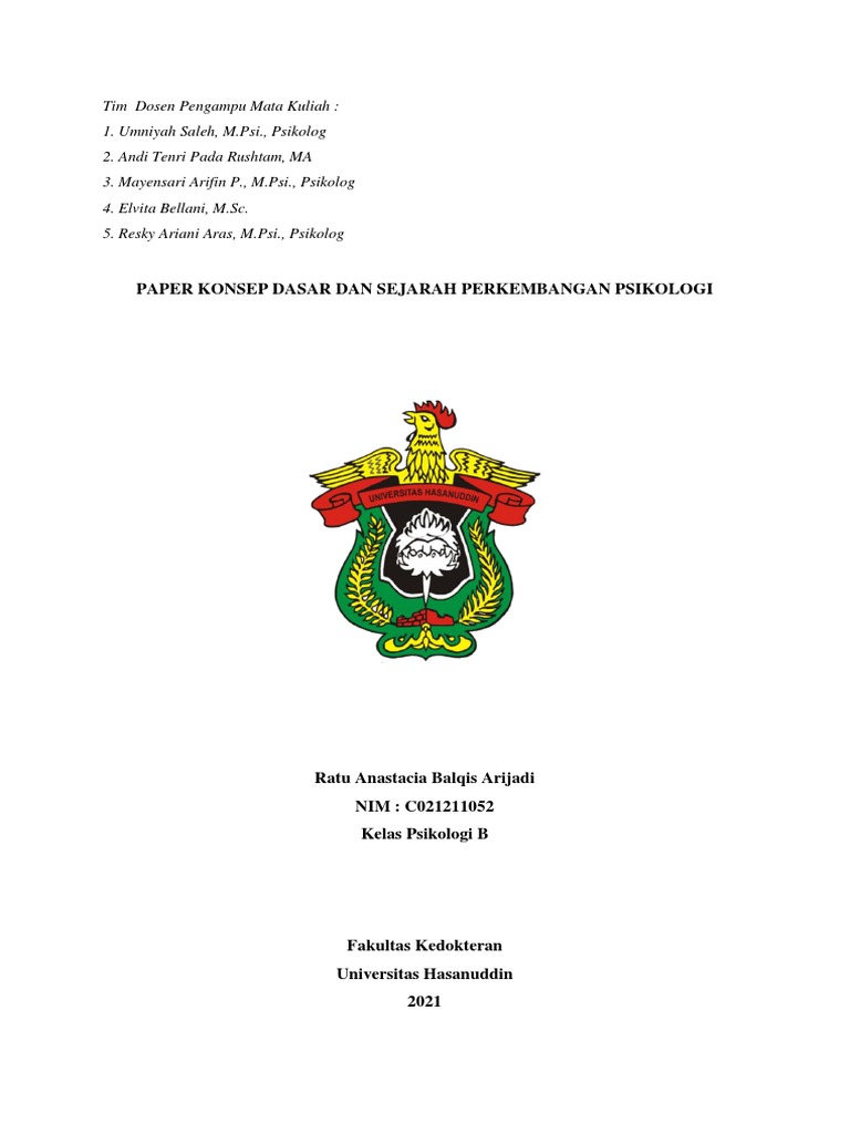 Paper Konsep Dasar Psikologi Dan Sejarah Perkembangan Psikologi | PDF ...