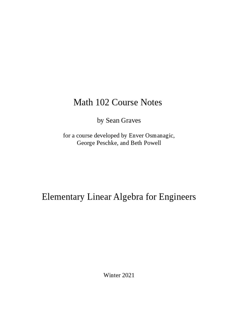 Full Math 102 Notes Pdf Matrix Mathematics Complex Number
