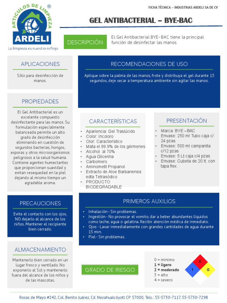 Gel Antibacterial BYE-BAC: Desinfección Efectiva | PDF | Agua