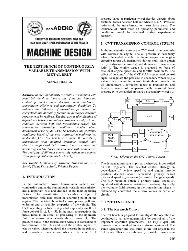 CVT Test Bench for Engineers | PDF | Transmission (Mechanics) | Belt ...