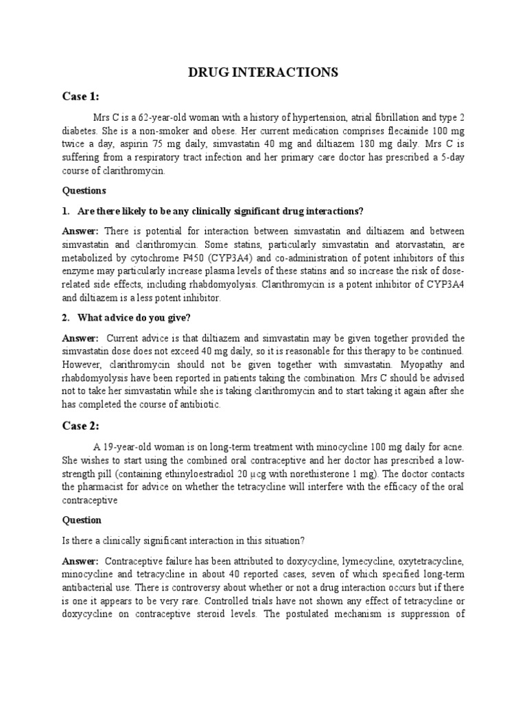 Drug Interactions - Case Studies | PDF | Statin | Pharmacology