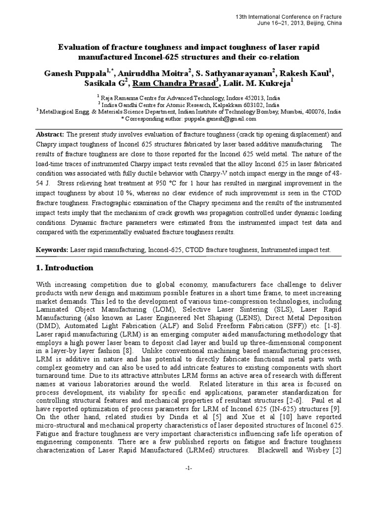 Fracture Toughness Inconel 625 | PDF | Fracture | Fracture Mechanics