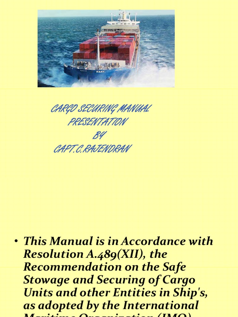 Cargo Securing Manual | PDF | Ships | Cargo
