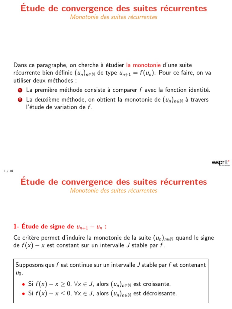 Monotonie et convergence des suites | PDF | Fonction monotone | Limite ...