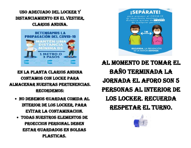 Uso Adecuado Del Locker y Distanciamiento en El Vestier | PDF
