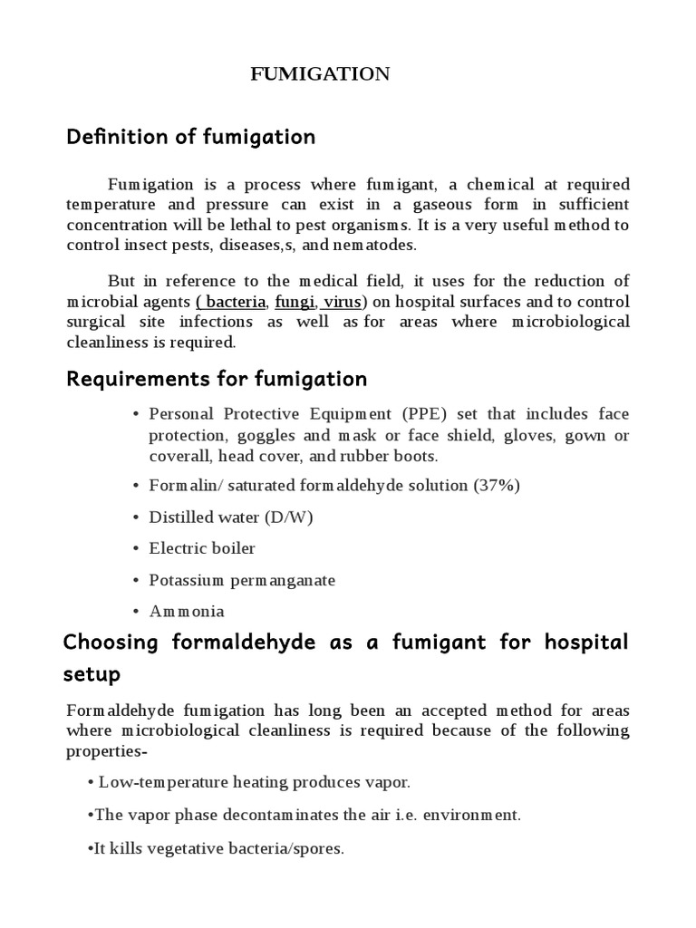 Fumigation Definition of Fumigation: (Bacteria Fungi Virus | PDF ...