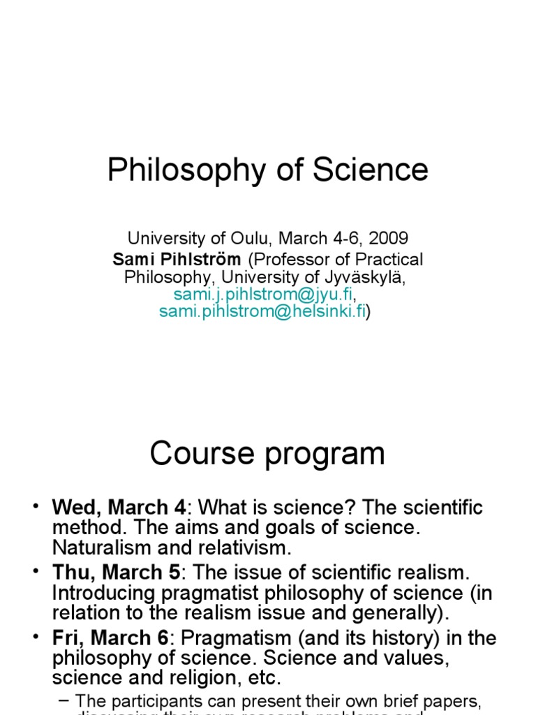 Philosophy of Science Course Overview | PDF | Philosophical Movements ...