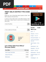 Delhi Area With Pin Code | PDF | Sikhism | Violence