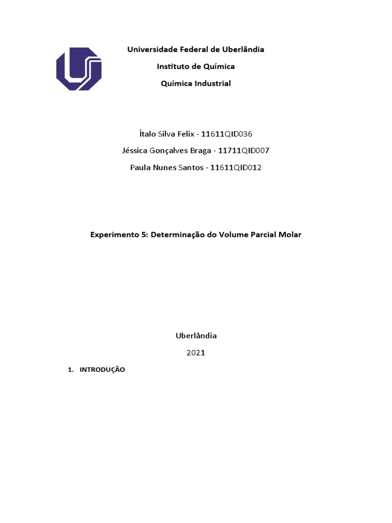 Volume Parcial Molar em Misturas | PDF | Mol (unidade) | Solução