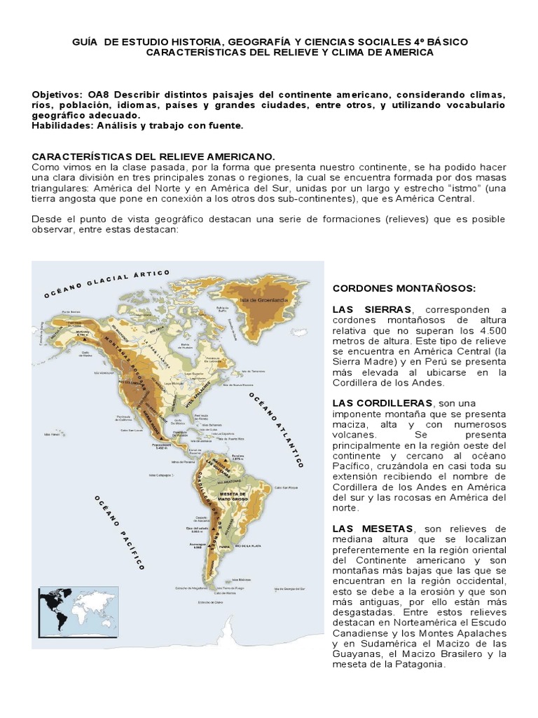 Características del relieve y clima del continente americano | PDF ...