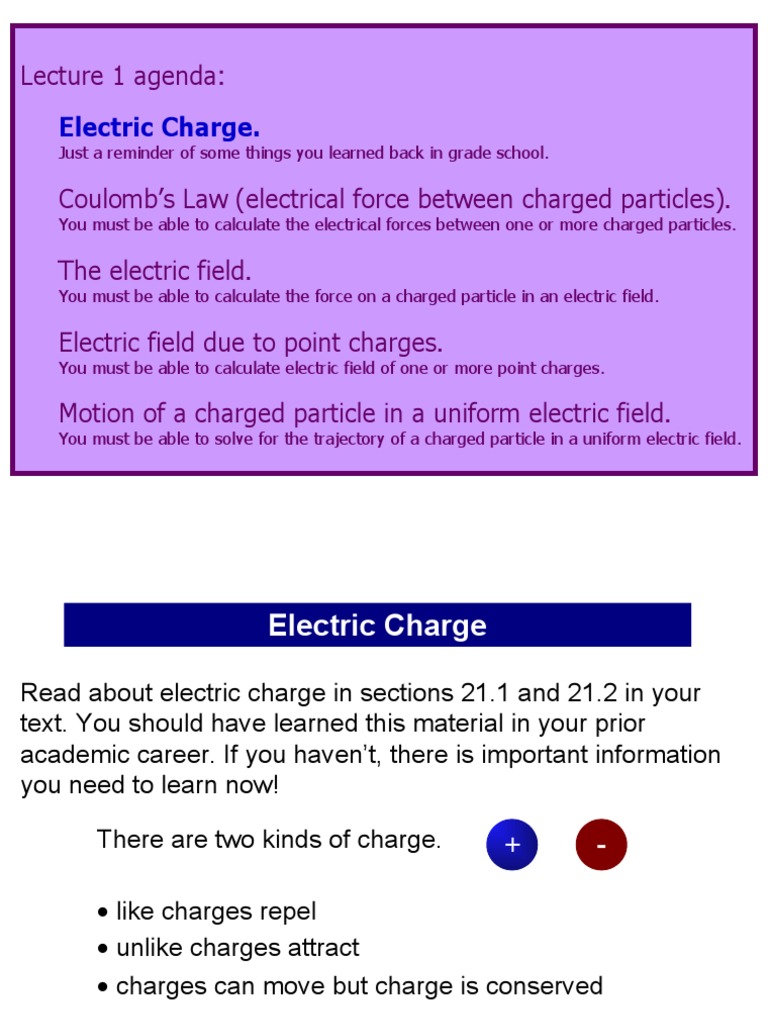 Lecture01 Part 2 Coulombs Law | PDF | Electric Charge | Electric Field