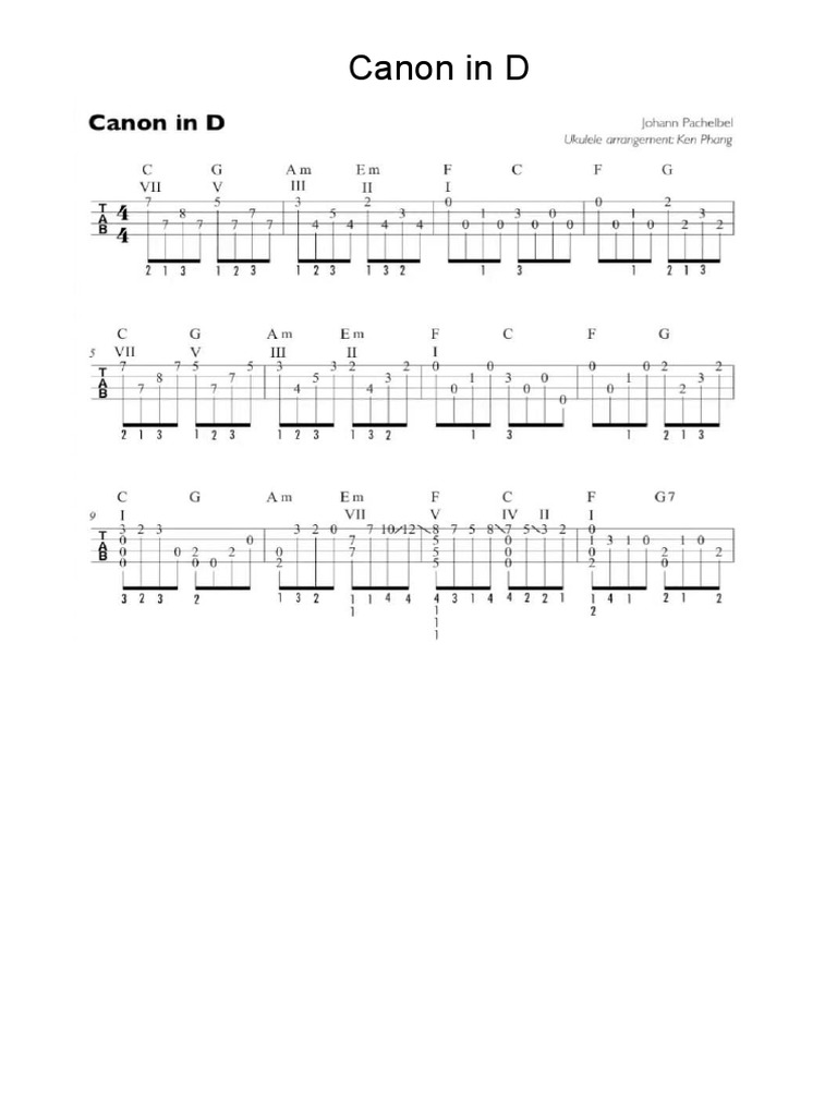 Canon in D - Ukulele | PDF