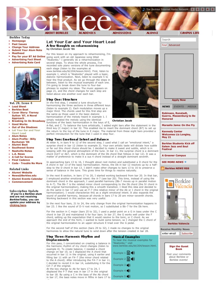 Berklee Reharm | PDF | Chord (Music) | Harmony