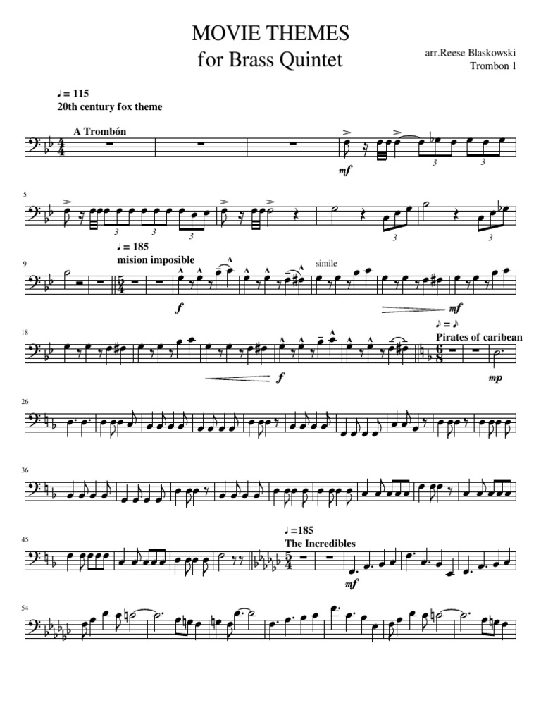 MOVIE THEMES For Brass Quintet | PDF