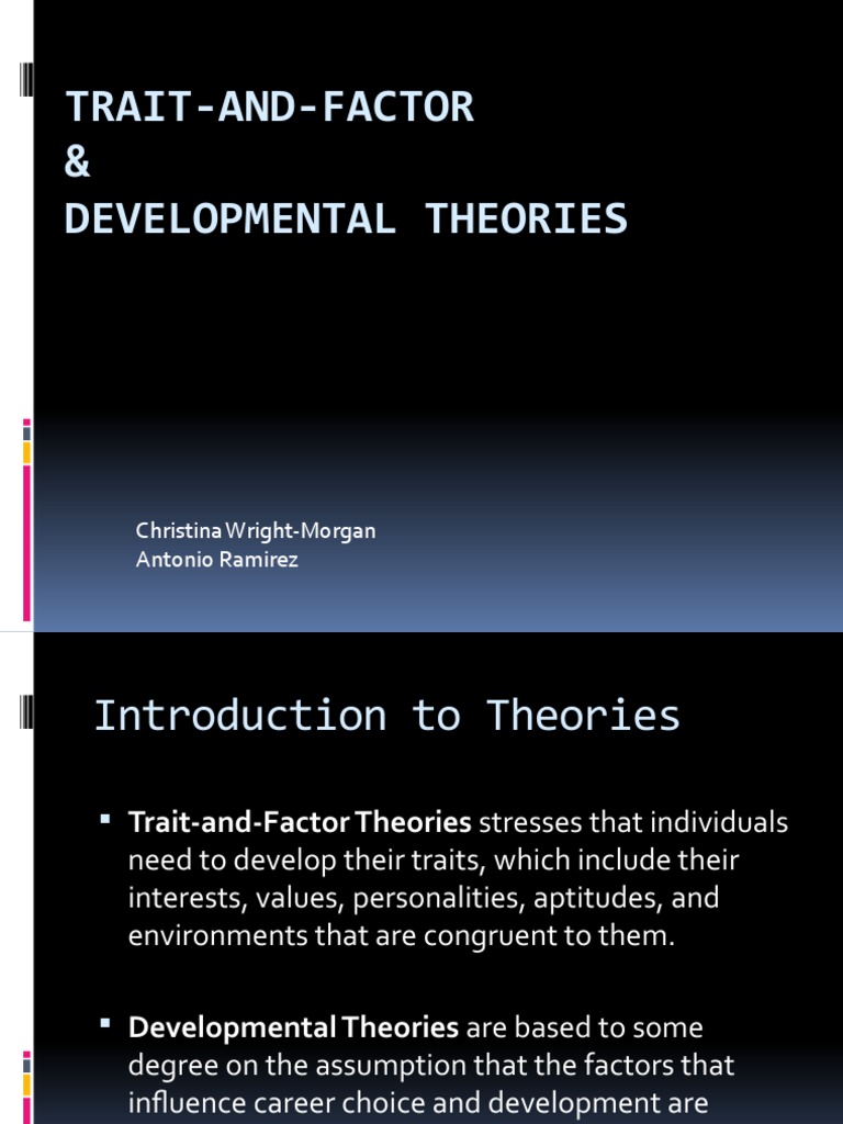 Trait-And-Factor & Developmental Theories: Christina Wright-Morgan ...