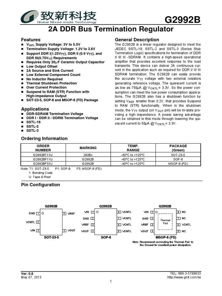 2A DDR Bus Termination Regulator | PDF | Electrical Components ...