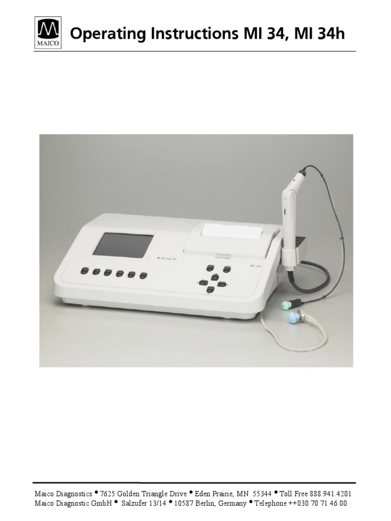 Operating Instructions MI 34, MI 34h | PDF | Hearing | Ear