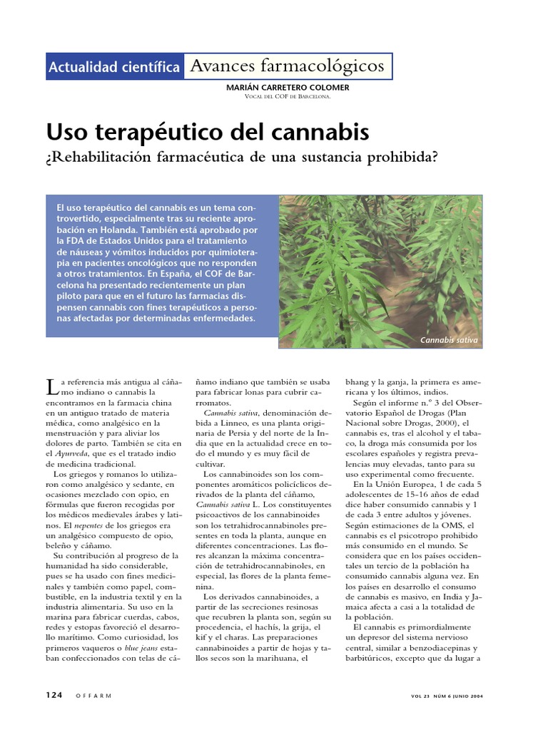 Uso Terapéutico Del Cannabis Pdf Canabis Tetrahidrocannabinol