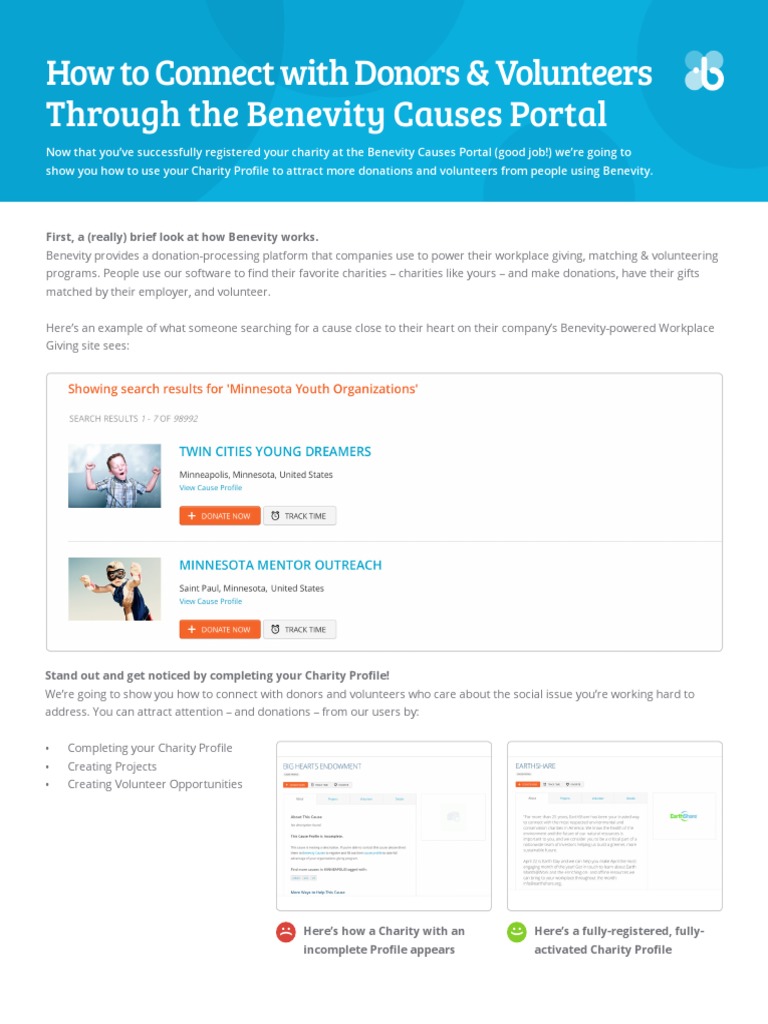 How To Connect With Donors & Volunteers Through The Benevity Causes Portal | PDF | Volunteering ...