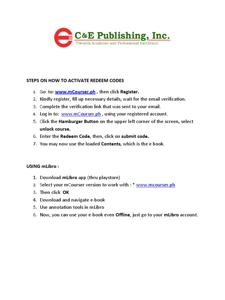 Steps On How To Activate Redeem Codes | PDF