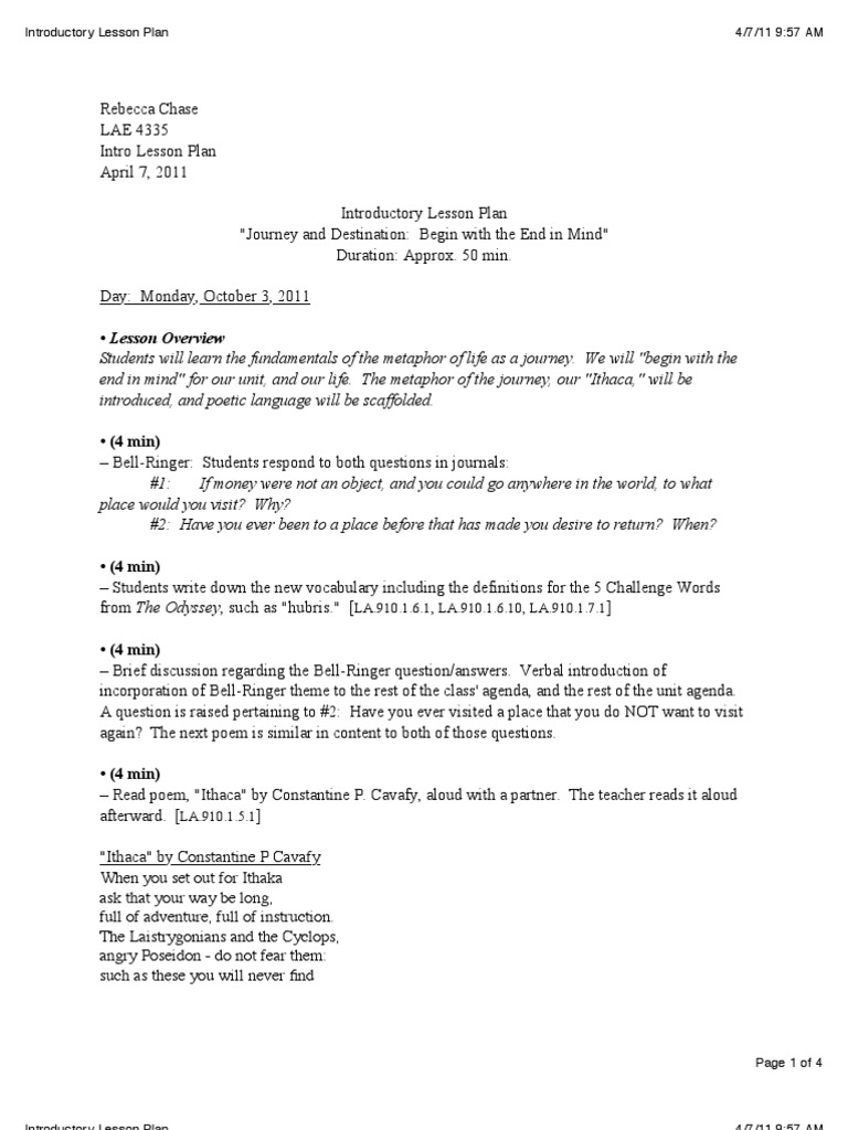 Introductory Lesson Plan | PDF | Lesson Plan | Poetry