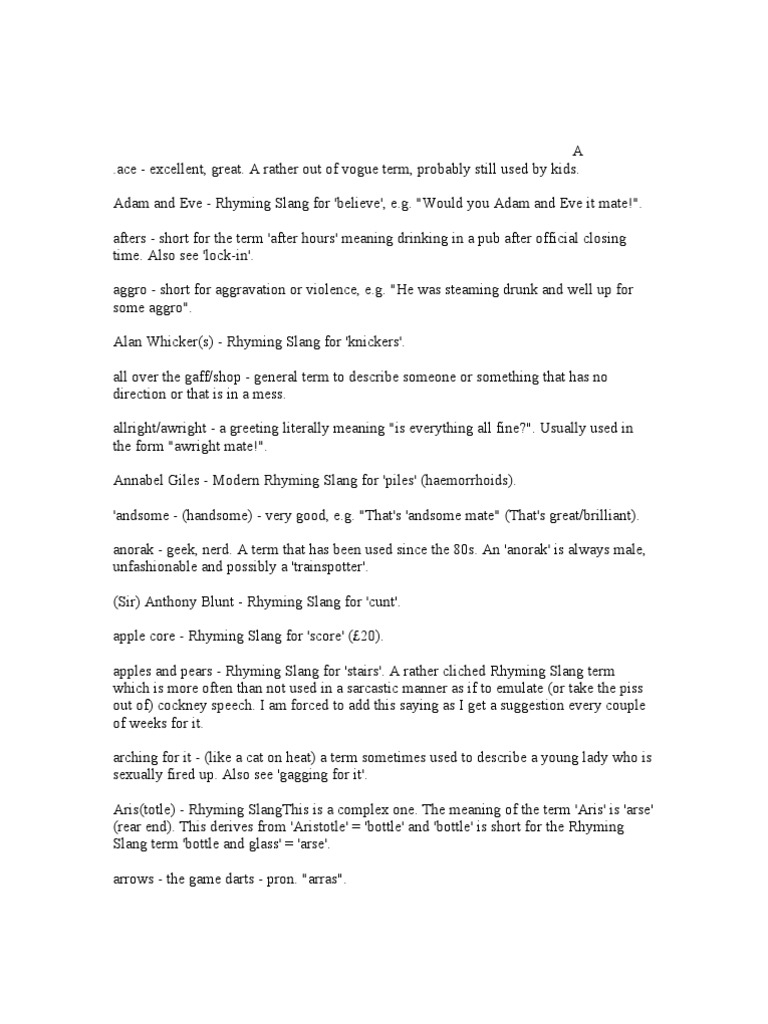British Slang Dictionary Overview | PDF | Cunt | Fuck