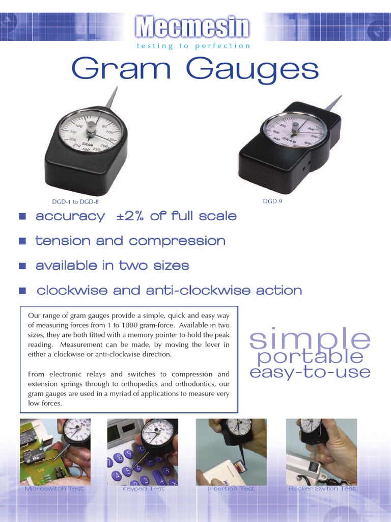 Gram Gauges: Simple | Download Free PDF | Manufactured Goods | Equipment