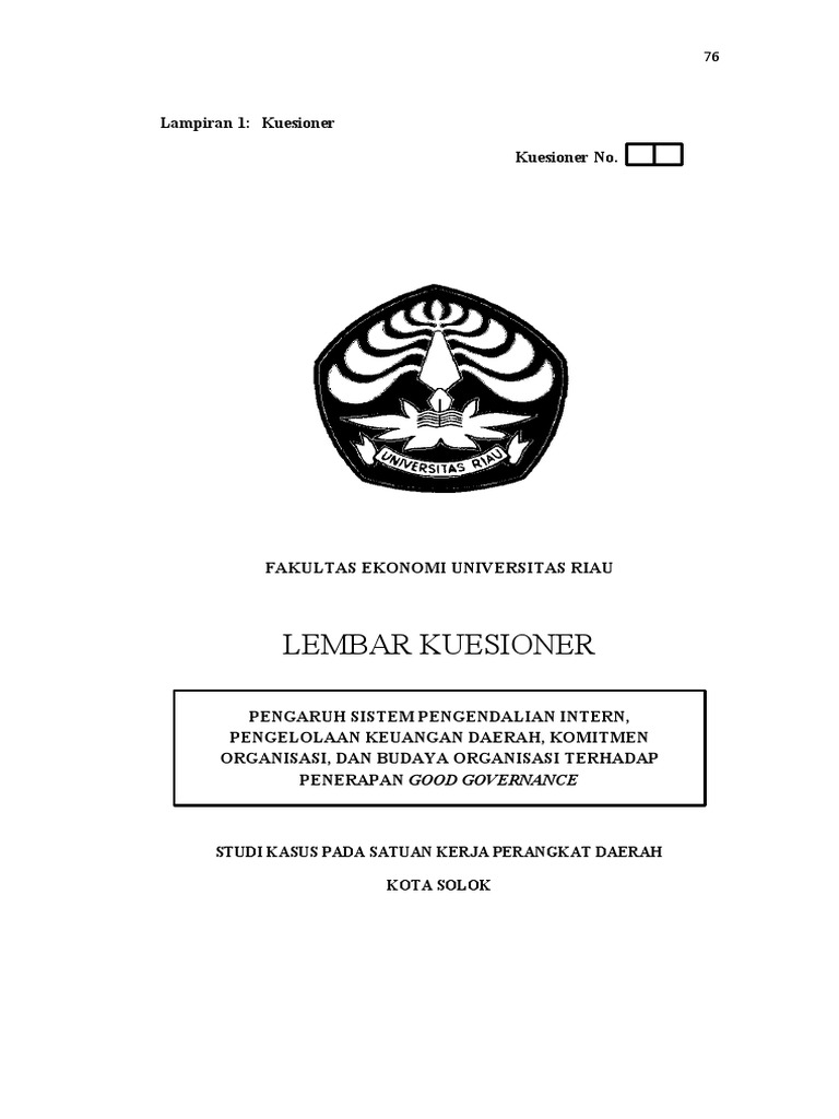 Kuesioner (Lampiran 1) | PDF