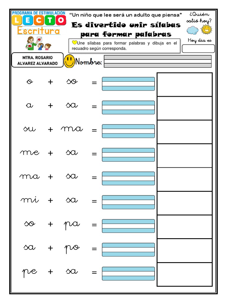 Actividades de Sílabas para Niños | PDF | Artes del Lenguaje y Comunicación