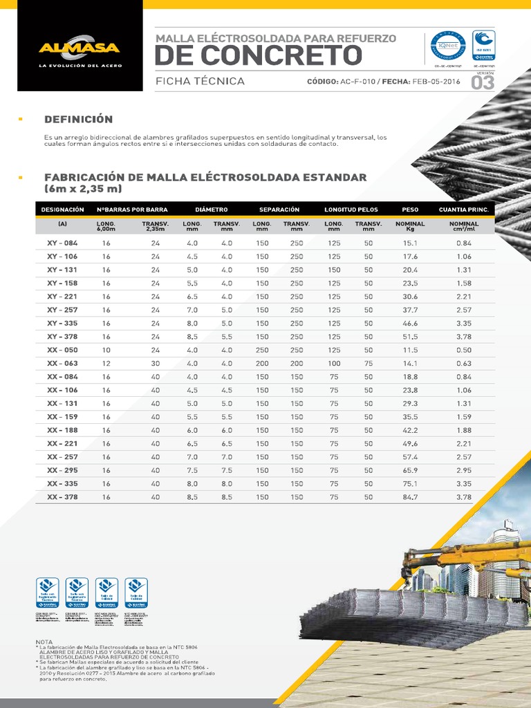 Almasa-AC-F-010 Ficha Técnica Malla Electrosoldada para Refuerzo de ...