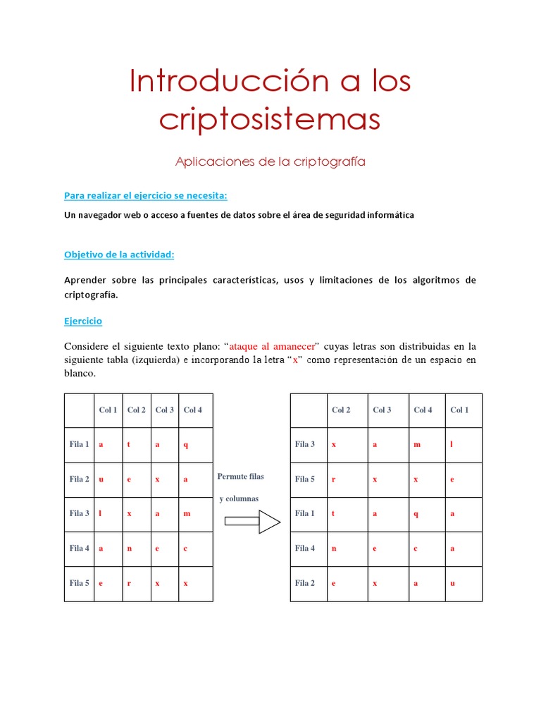 Introducción a Criptosistemas | PDF | Clave (criptografía) | Criptografía