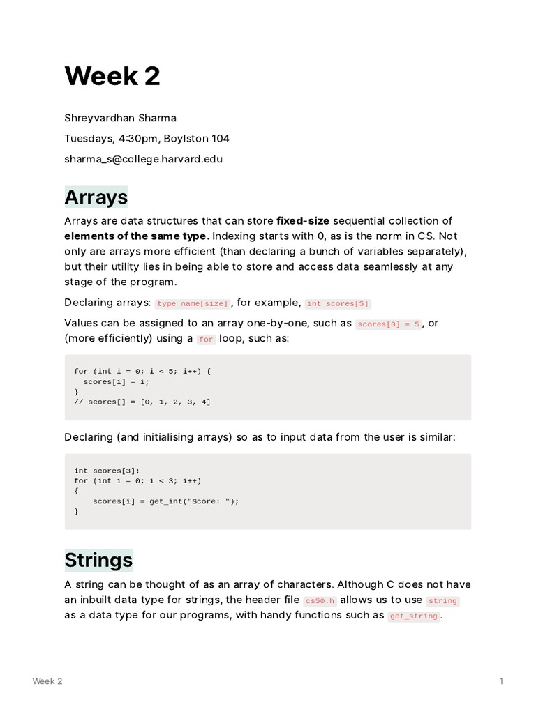 Week 2 Pdf String Computer Science Array Data Structure