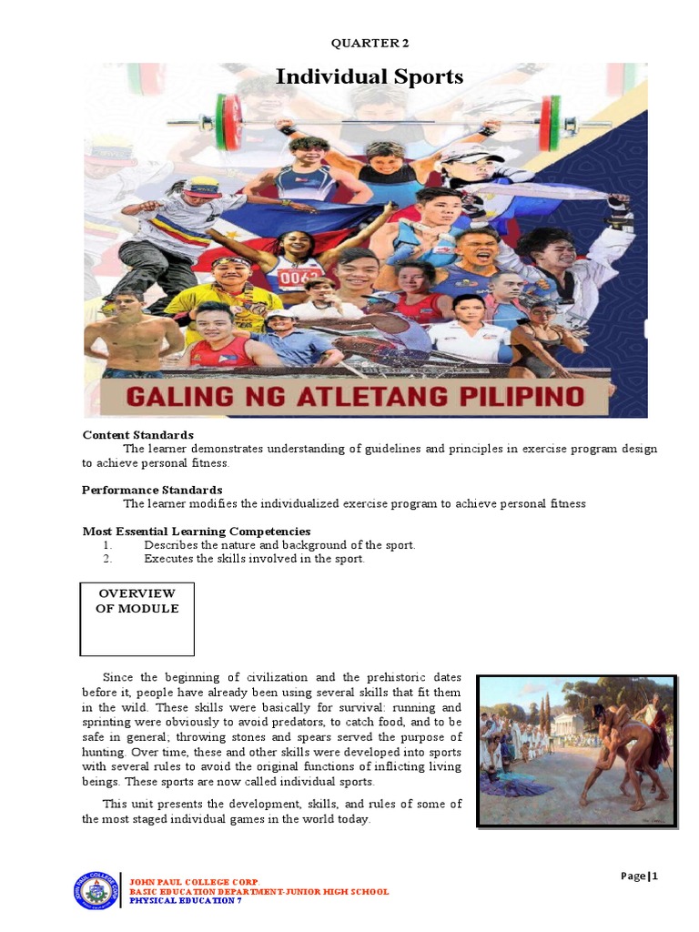 Individual Sports: Quarter 2 | PDF | Track And Field | Gymnastics