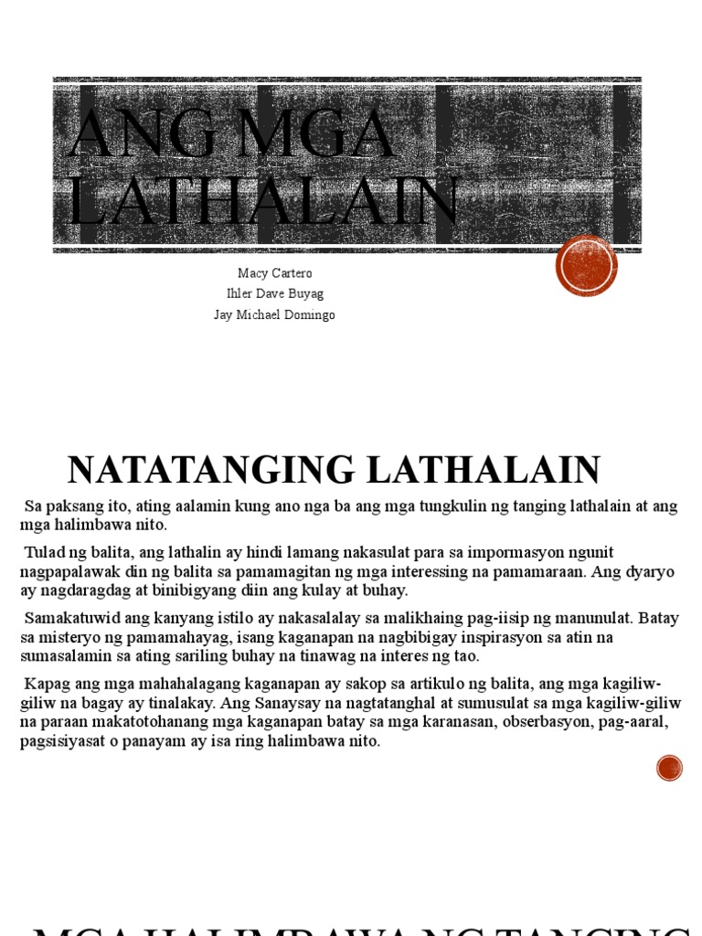 Ang Mga Lathalain | PDF