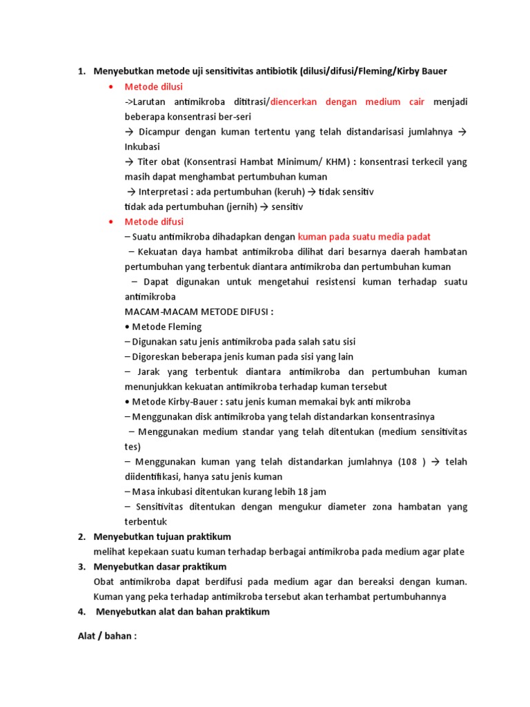 Menyebutkan Metode Uji Sensitivitas Antibiotik | PDF