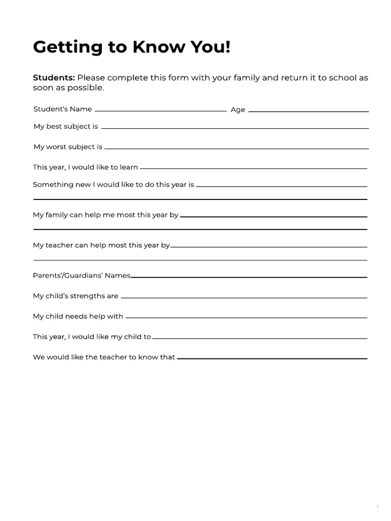 Student Profile Form Template | PDF