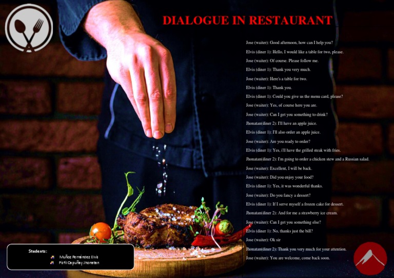 Dialogue in Restaurant | PDF | Waiting Staff | Diner