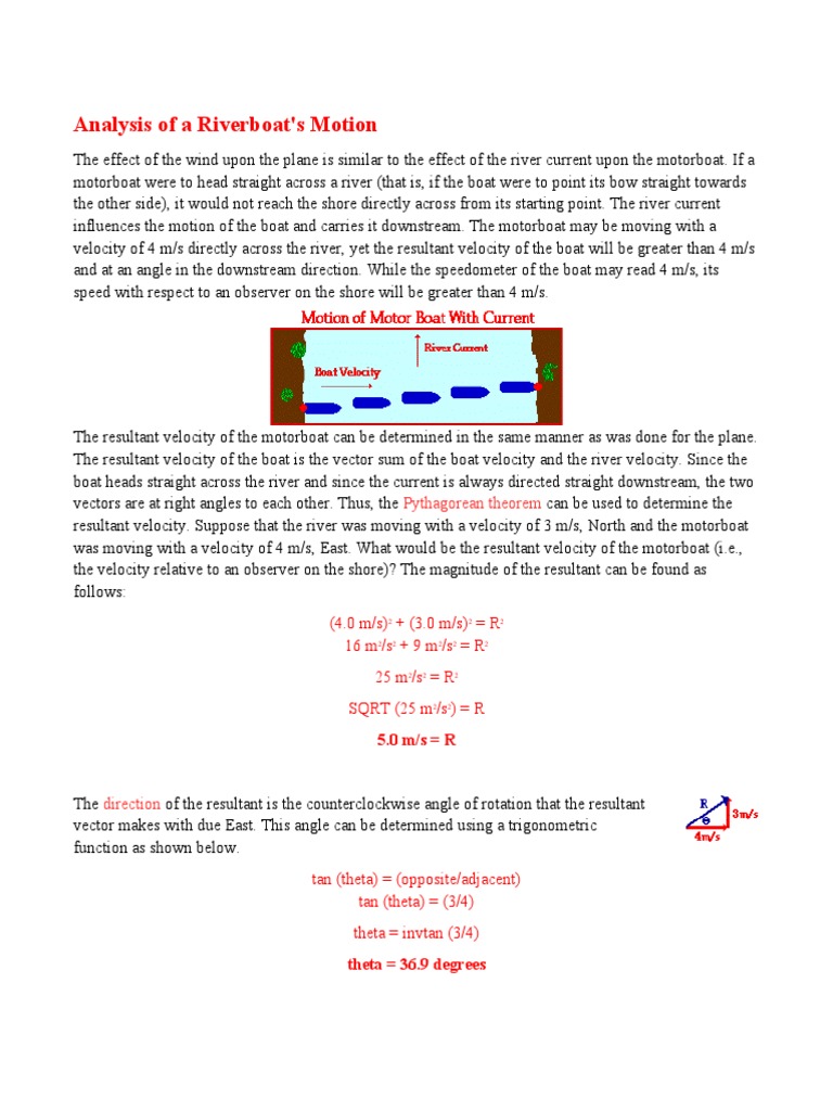 Riverboat Motion Analysis and Calculations | PDF | Speed | Velocity