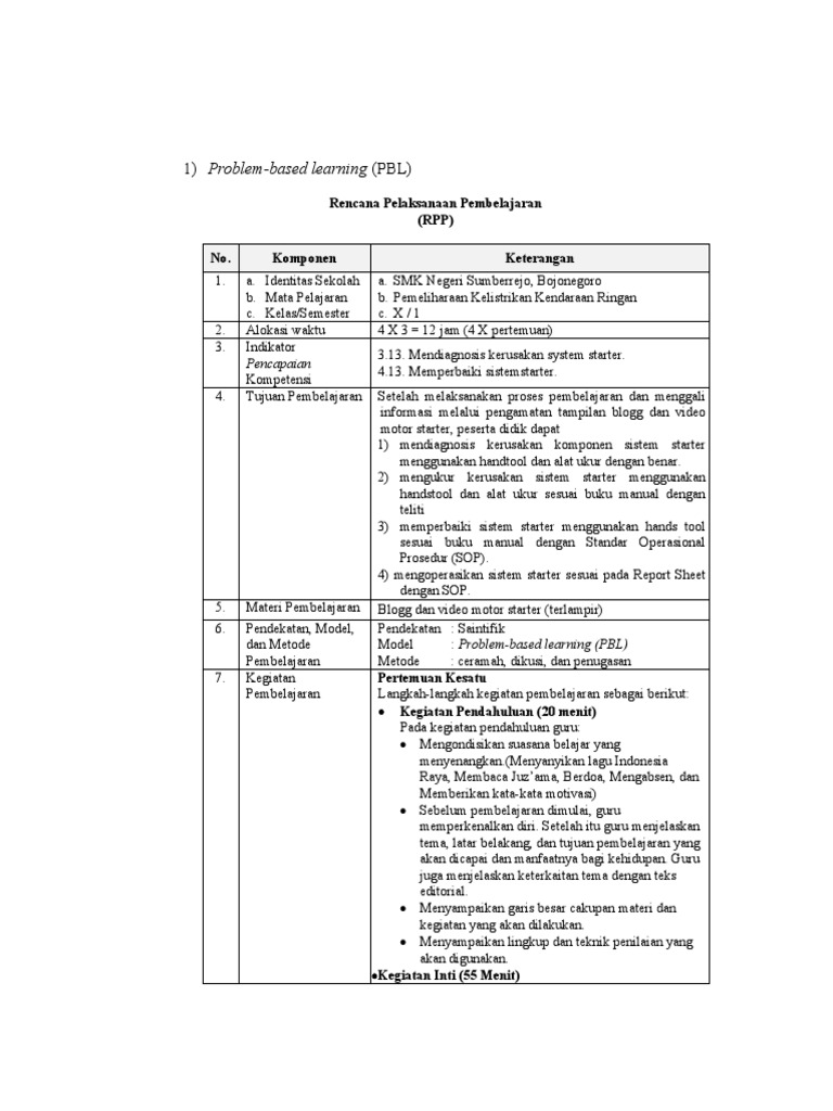 Contoh Format (RPP) | PDF