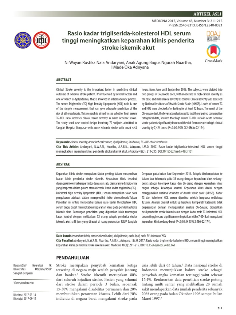 Rasio Kadar Trigliserida-Kolesterol HDL Serum Tinggi Meningkatkan ...